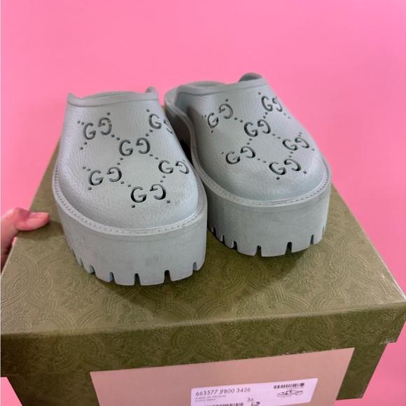 Gucci | Shoes | Gucci Womens Green Platform Clogs | Poshmark